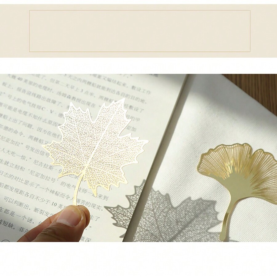 Leaf Bookmarks - Intricate Leaf Vein Brass Bookmarks, Hollowed-Out ...