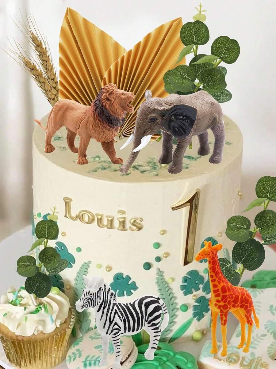 20pcs/Set Forest Animal Theme Cake Topper Elephant Zebra Lion Giraffe ...