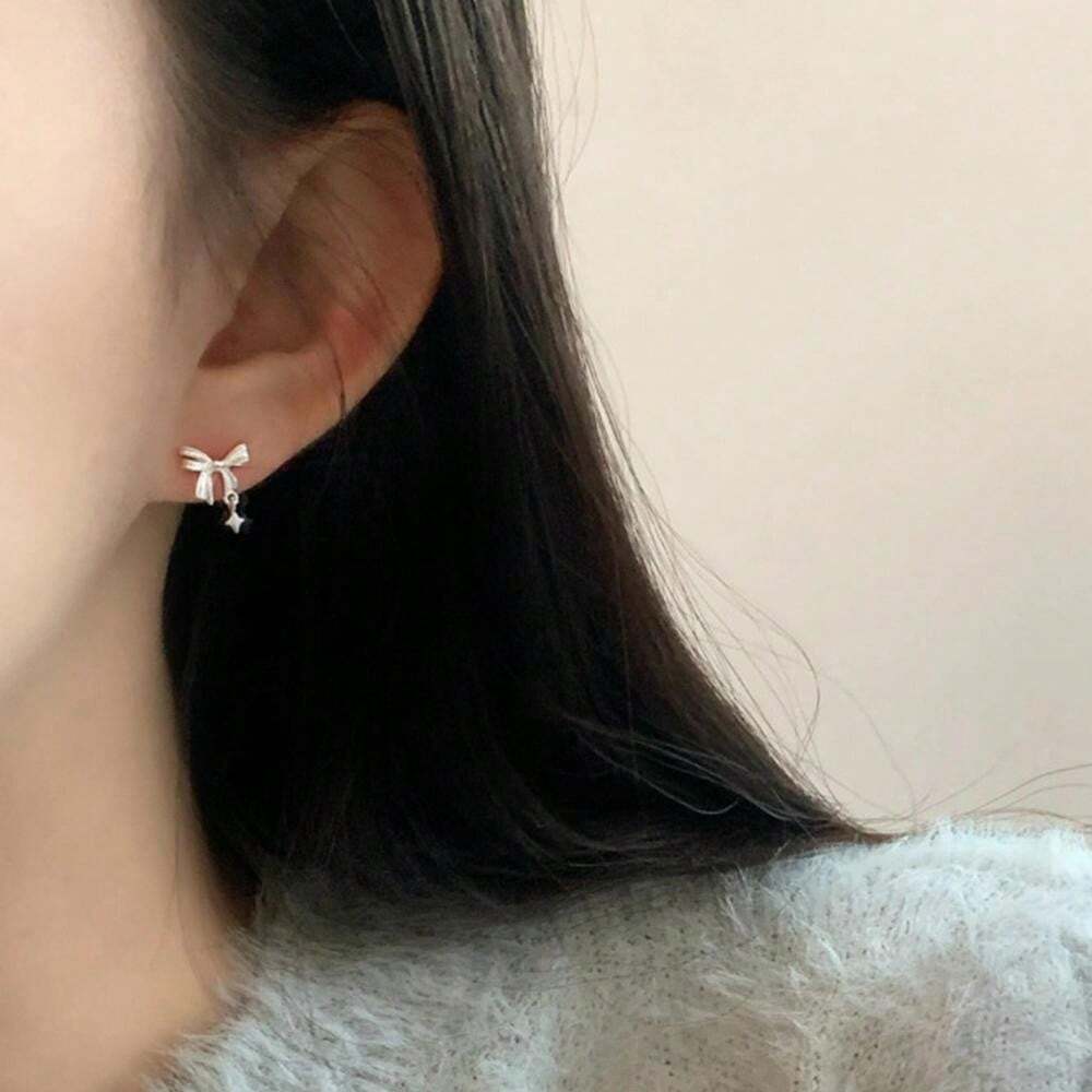 Sweet Bow, Small And Delicate Earrings, Women's Simple And High-End ...