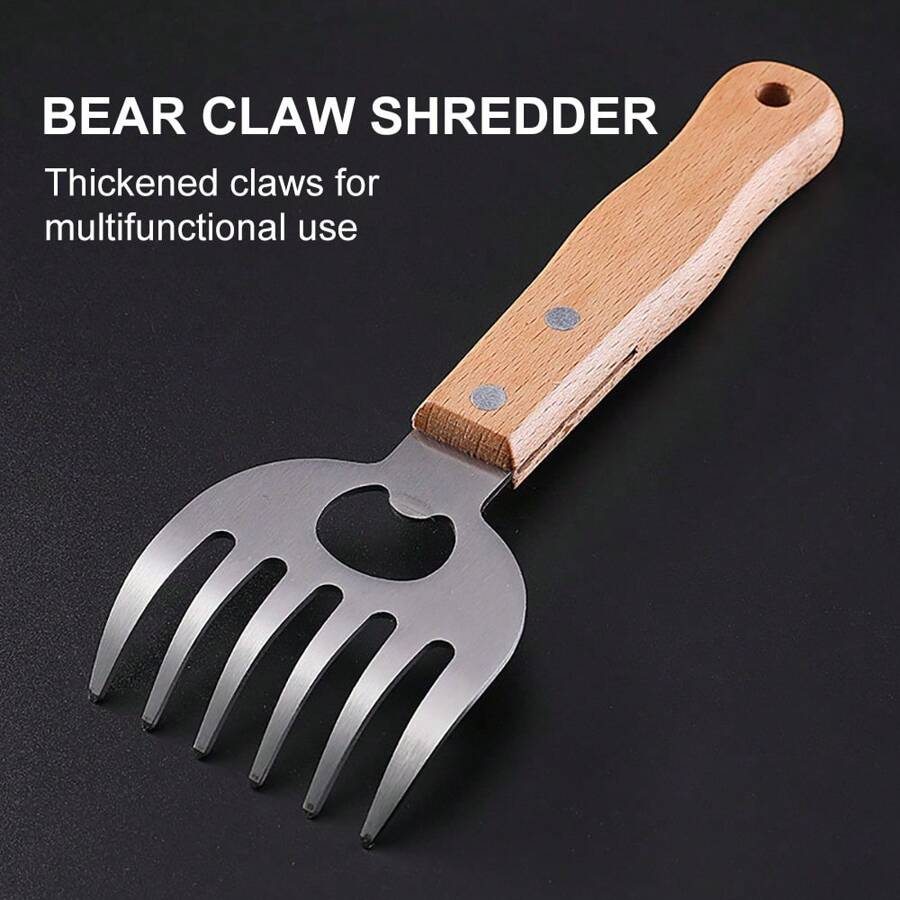 Kitchen Shredder Bear Claw Meat Claws Wood Handle Stainless Steel Meat ...