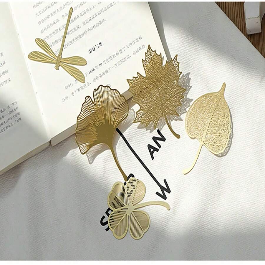 Leaf Bookmarks - Intricate Leaf Vein Brass Bookmarks, Hollowed-Out ...