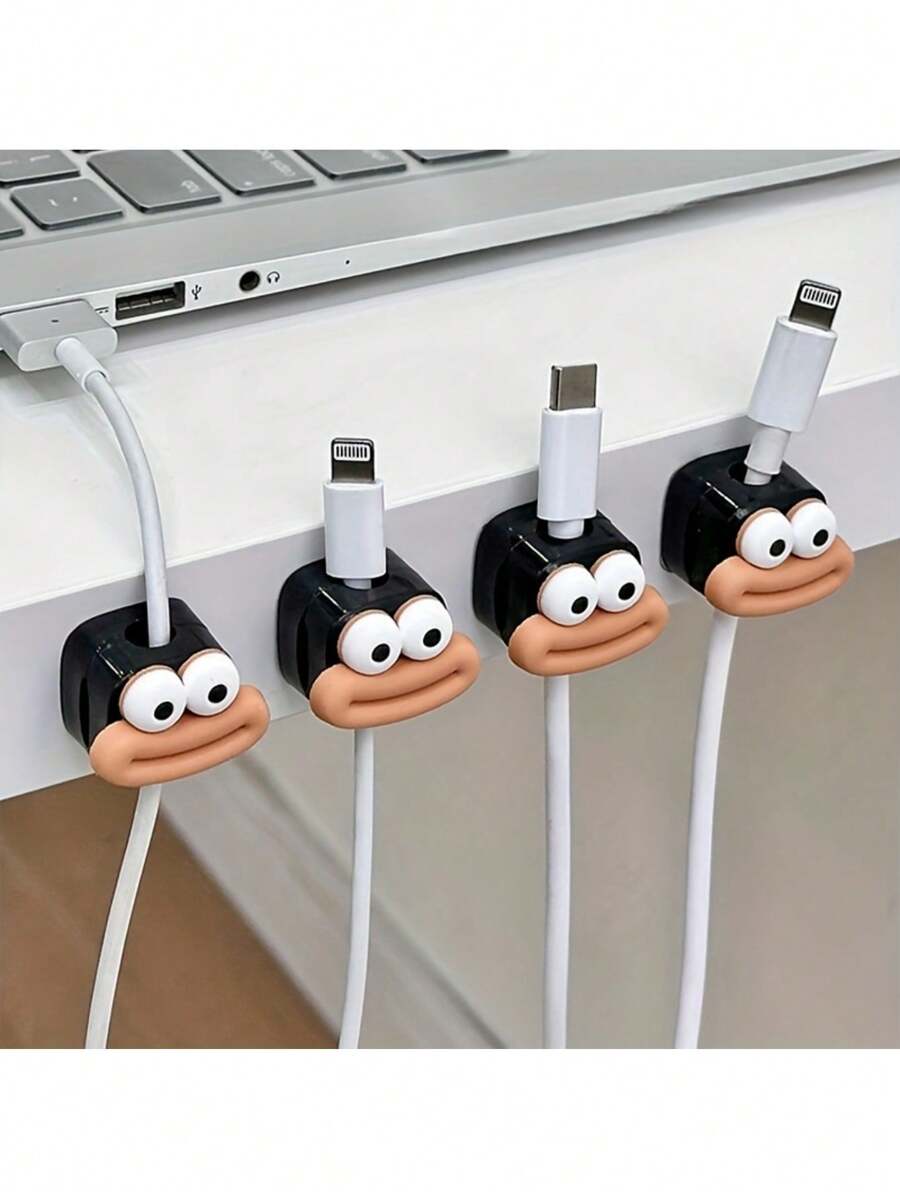 6pcs Random Color Cartoon Designed Cable Clips, Cable Management Set ...