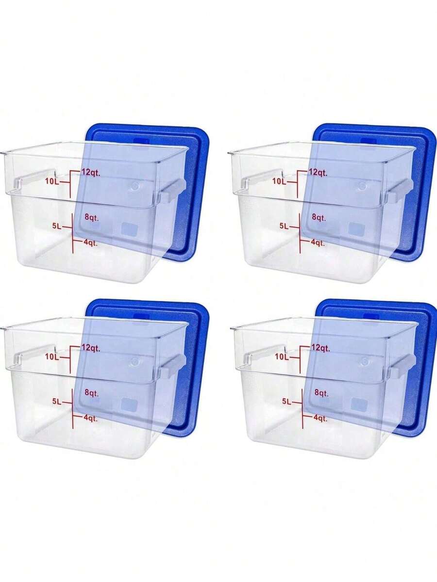 12 Quart Commercial Grade Clear Food Storage Square Polycarbonate ...