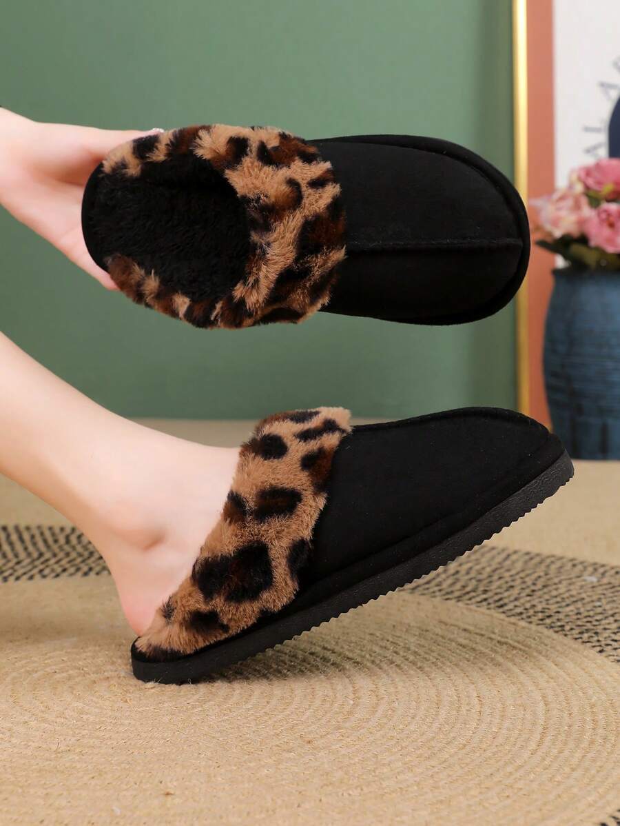 2024 New Casual Winter Comfy Warm Fluffy Slippers, Leopard Print Unisex ...