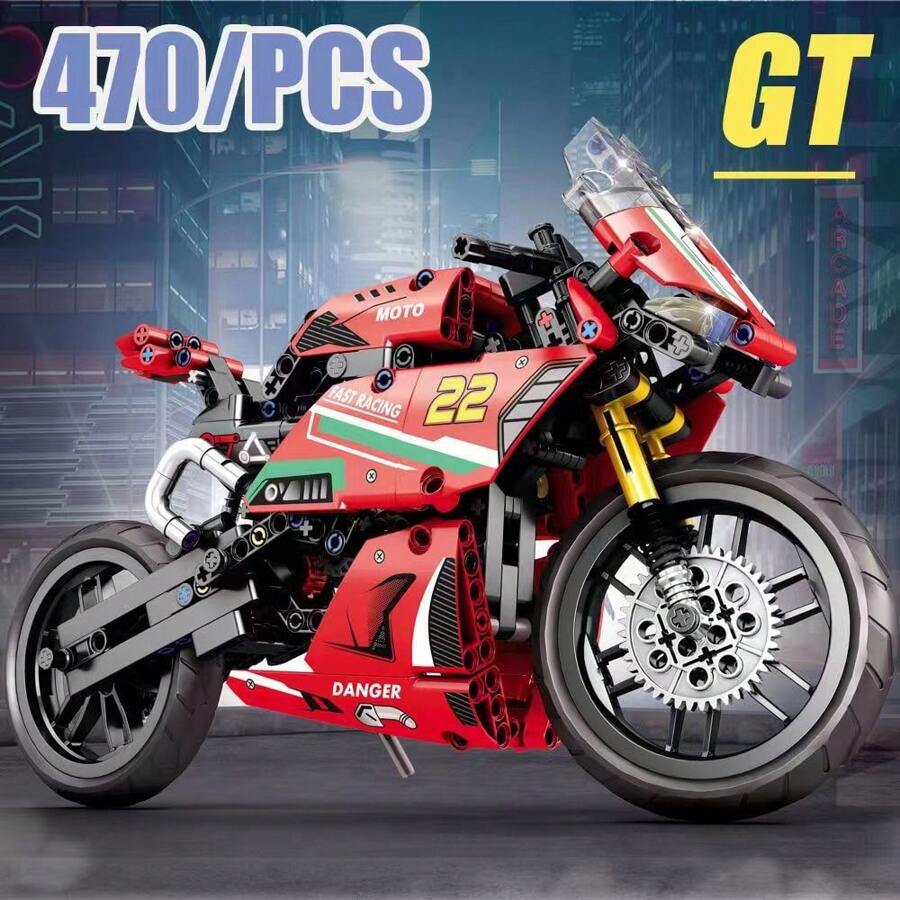 2024 New Motorcycle Building Block MOC Model, Adult Realistic ...