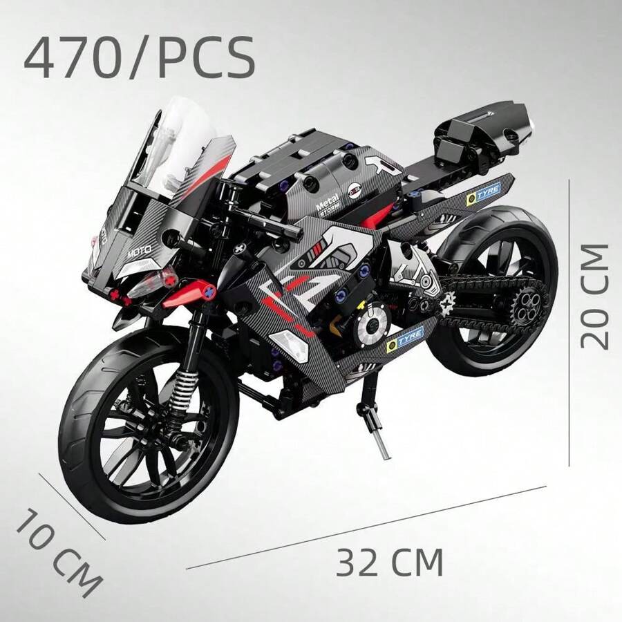 2024 New Motorcycle Building Block MOC Model, Adult Realistic ...