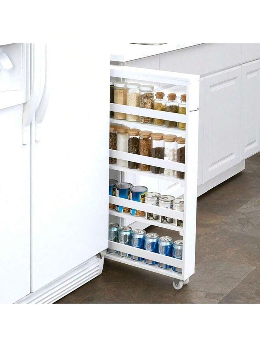 Hidden Spice Rack - Can Storage On Wheels For In Between Fridge ...