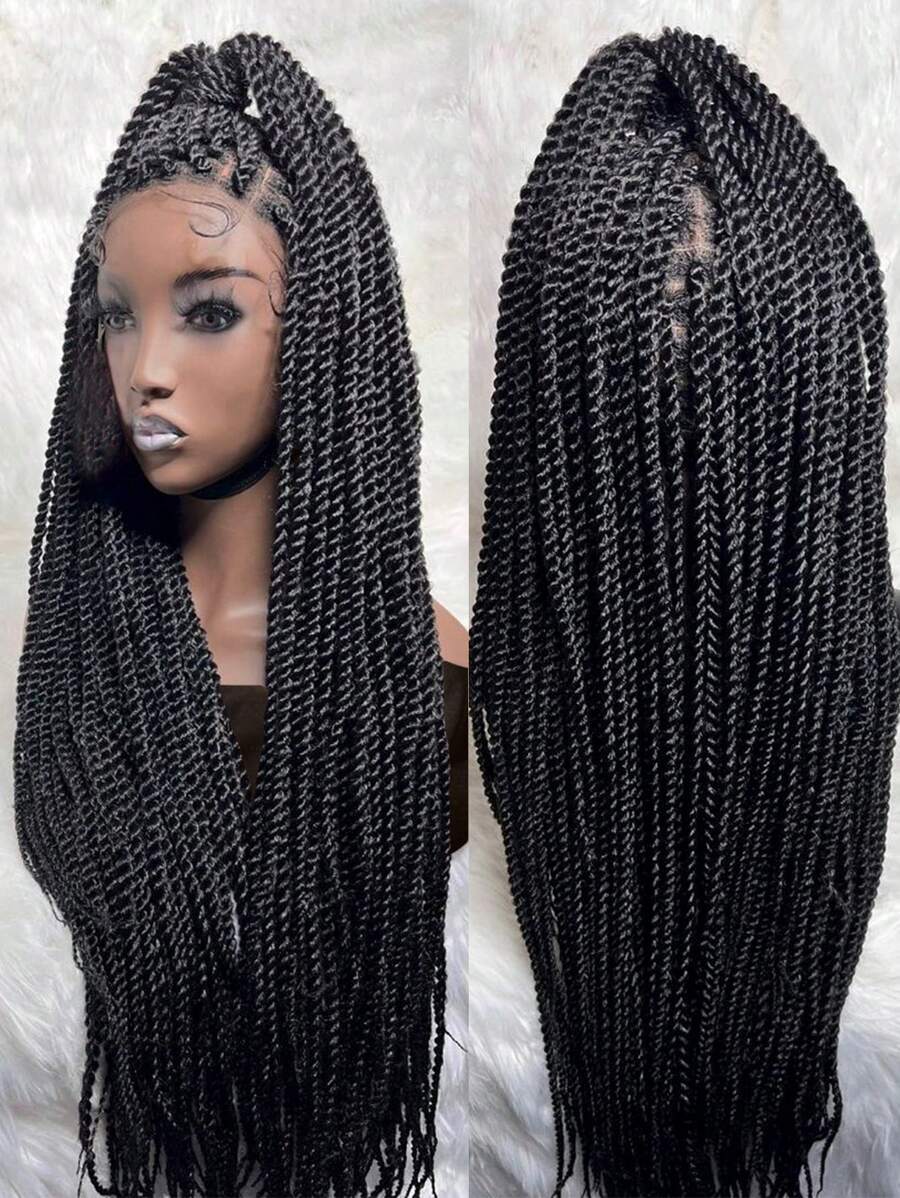 Twist Braided Wigs Synthetic Lace Front Wigs Pre Plucked Knotless Box ...