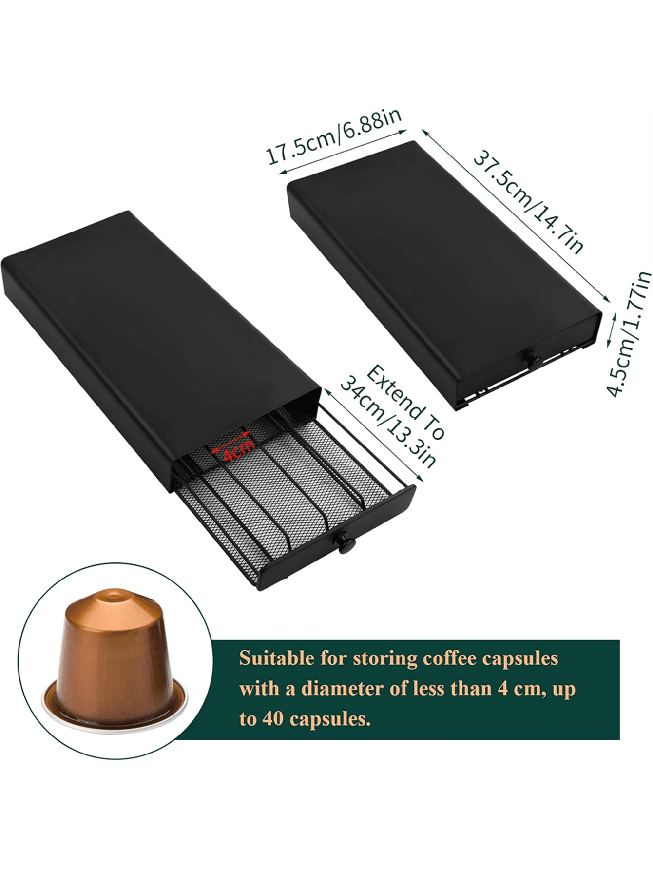 40 Pods Coffee Drawer Holder Coffee Capsules Storage Rack Capsule ...
