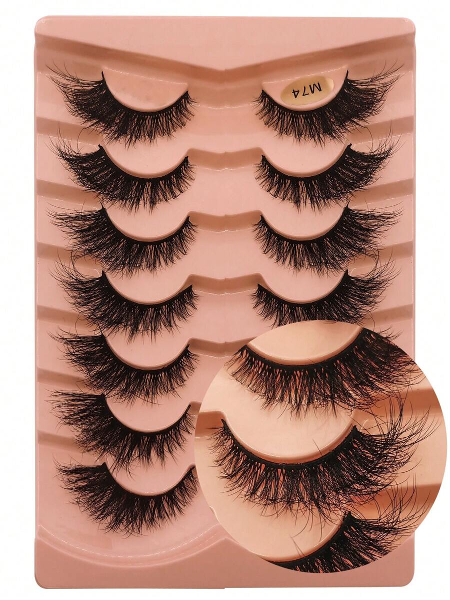 7 Pairs Full Strip Fluffy Eyelashes Faux Mink Eyelashes Cat Eye ...