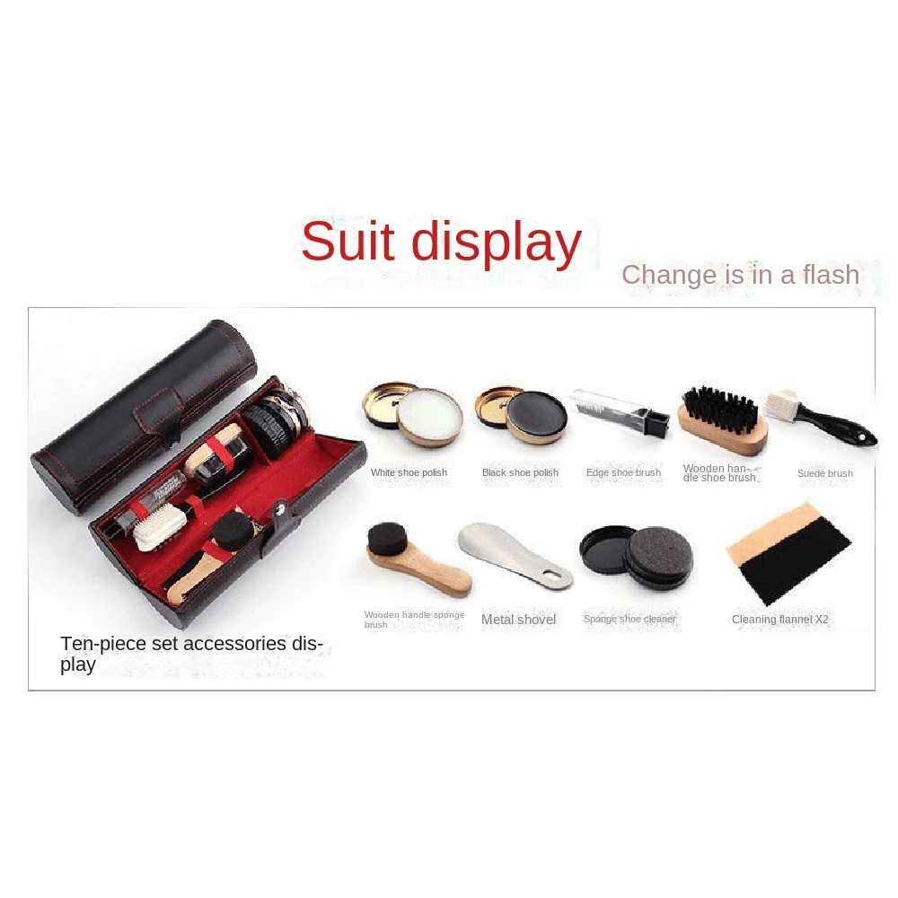 [10-Piece Travel-Size] Shoe Shine Kit: Shoe Brush, Polishing Cloth ...