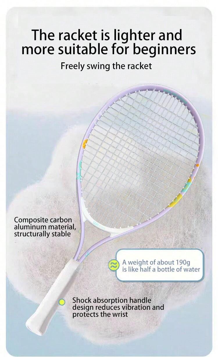 1pc Mixed Color Junior Tennis Racket With Training Aids, Comes With ...