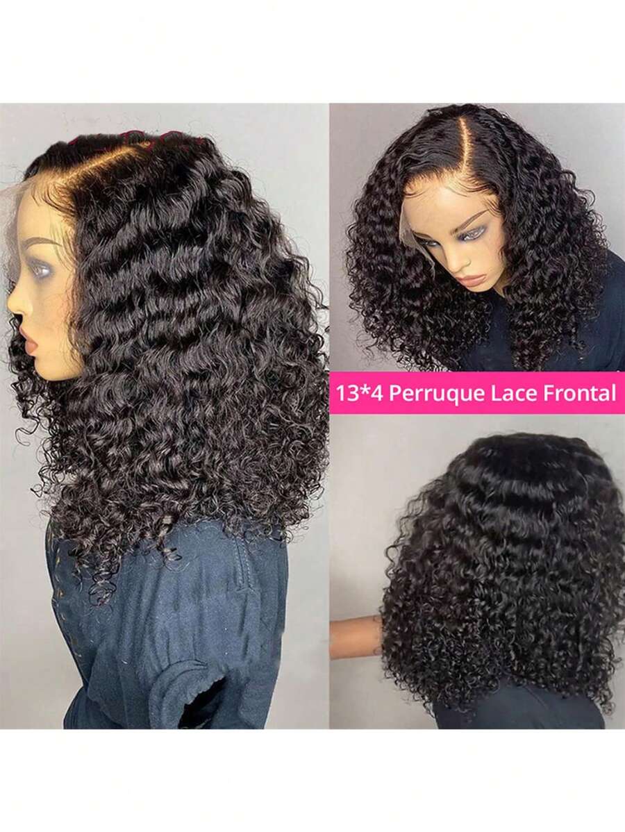 16Inch Discount 13x4 Bob Water Wave Curls Lace Wig Human Hair 200% ...