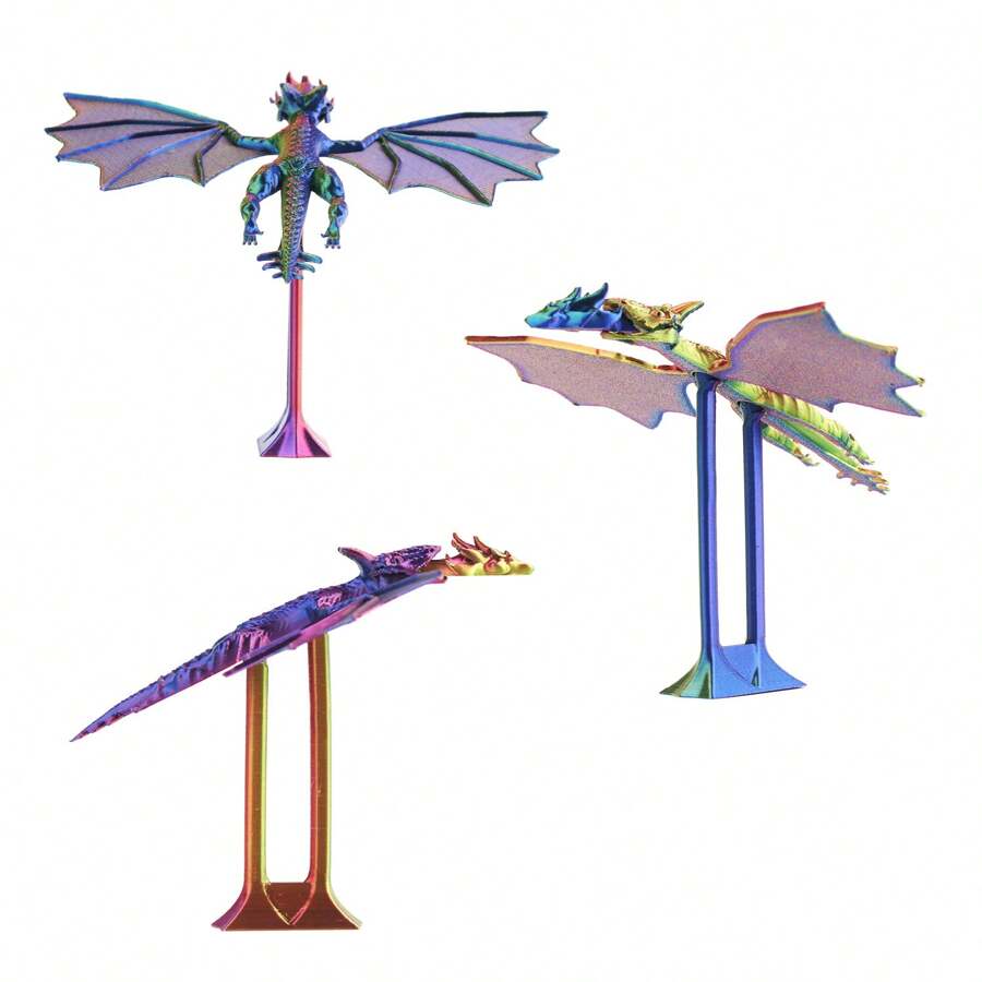 3D Printed Flame Spitting Dragon Figure With Stand, Realistic Flame ...