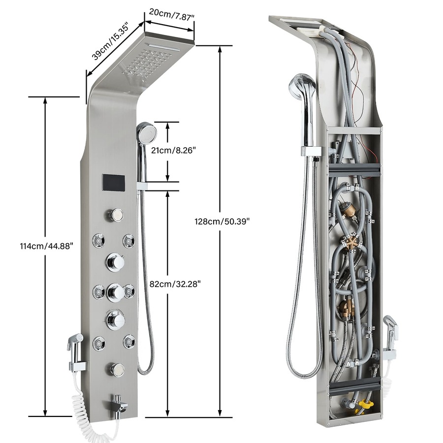 Shower Panel Tower System,7-Function Shower Wall Panel, LED Rain ...