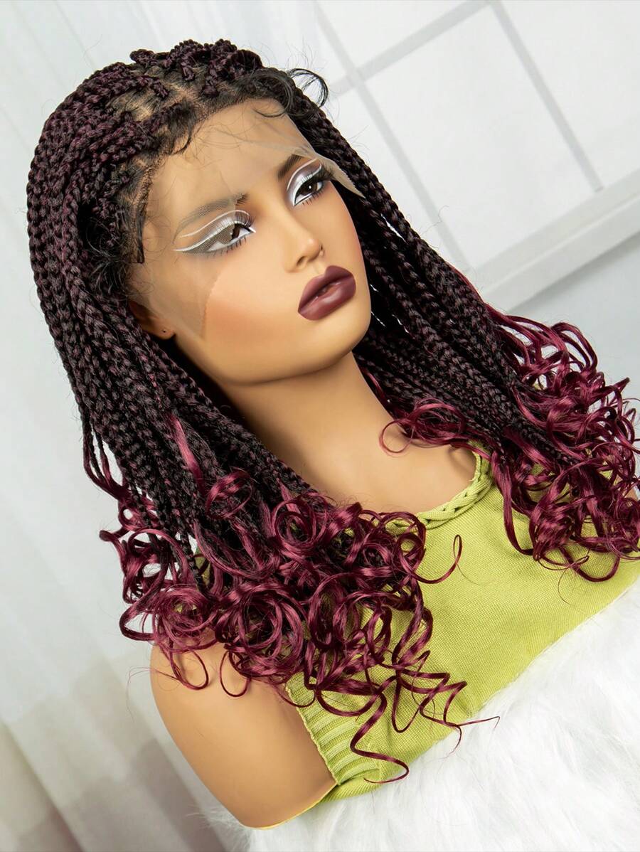 Braided Wigs For Black Women Synthetic Lace Front Wigs Square Knotless ...