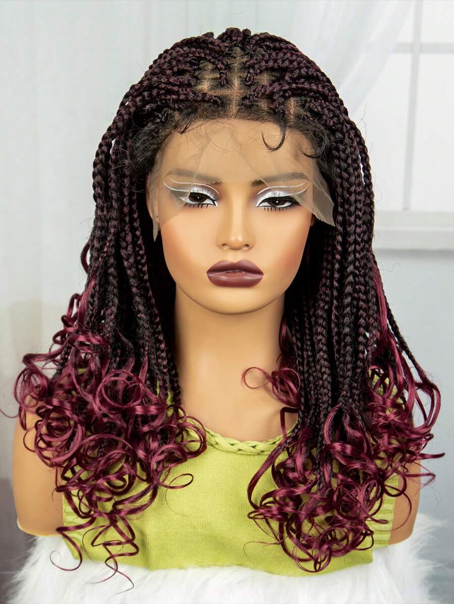 Braided Wigs For Black Women Synthetic Lace Front Wigs Square Knotless ...