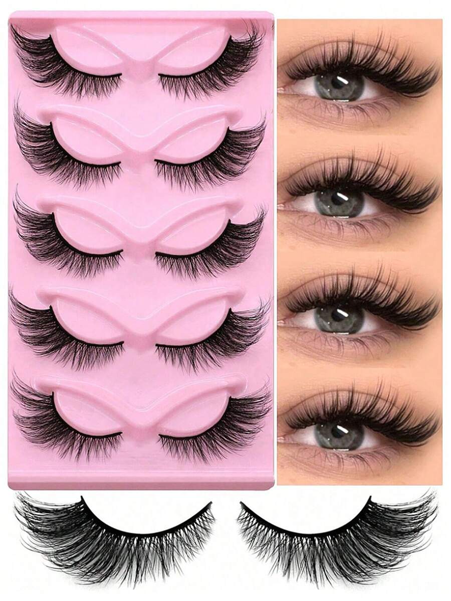 5 Pairs Glue-Free,Reusable False Eyelashes Cat Eye Lashes Manga Lashes ...