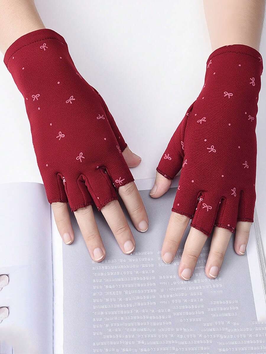 Half-Finger Gloves For Men And Women, Thin Padded Knit Student Writing ...