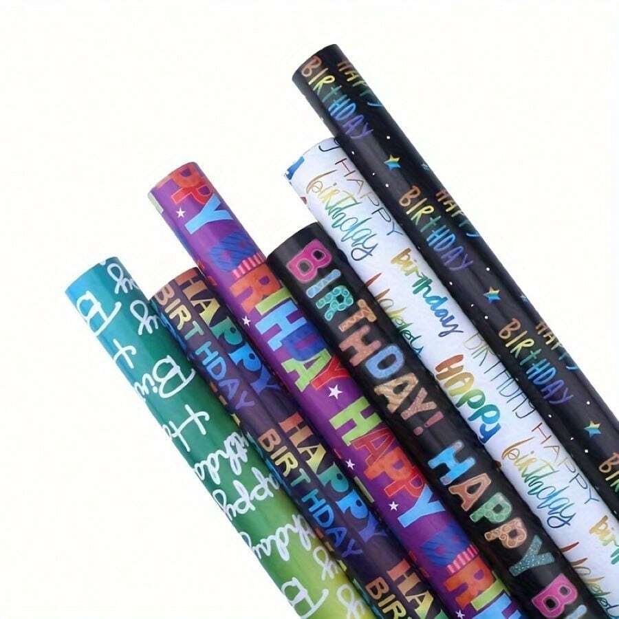 6 Rolls Of Gift Wrapping Paper Rolls - Mini Rolls - 19.7 Inches X 27.5 ...