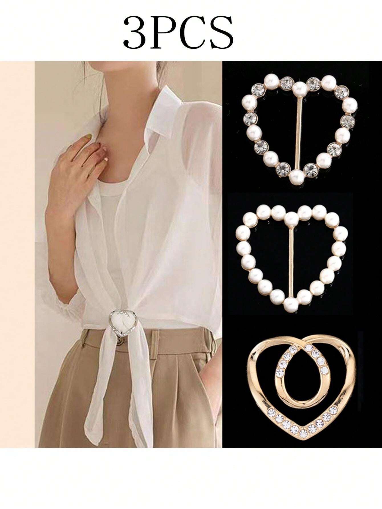 3pcs/Set Women's Clothing Accessories - Silver Rhinestone Decorated ...
