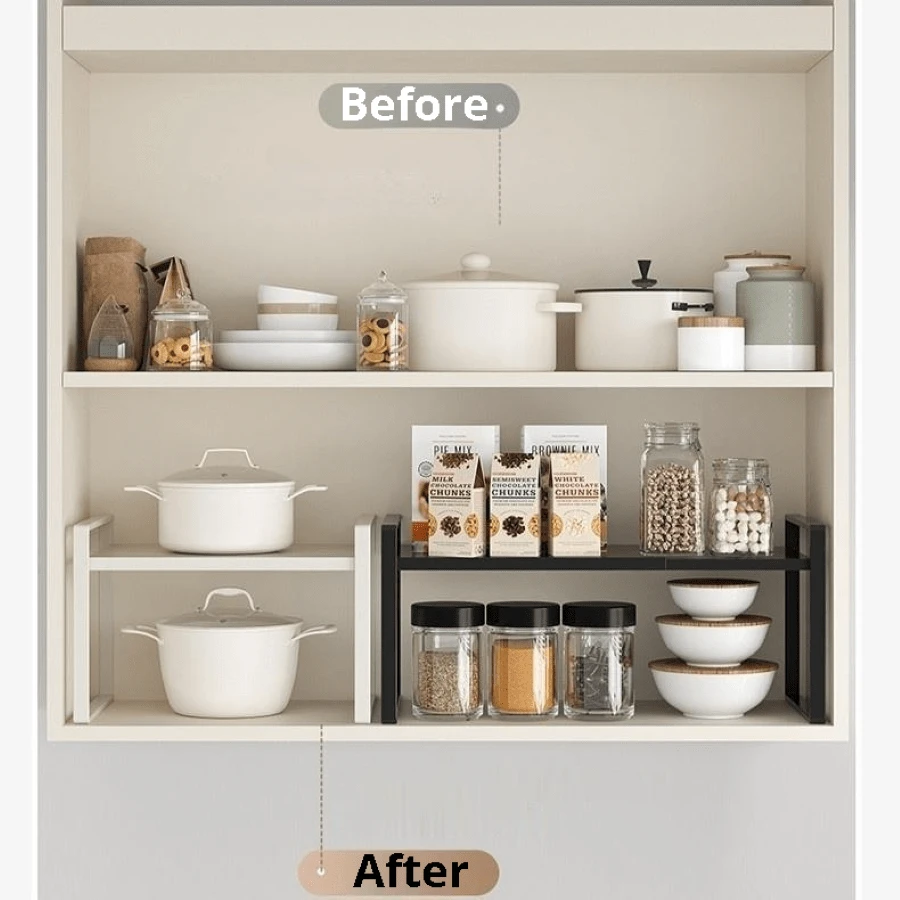 1 Pack Strechtable Kitchen Countertop Organizer, Stackable Cabinet ...