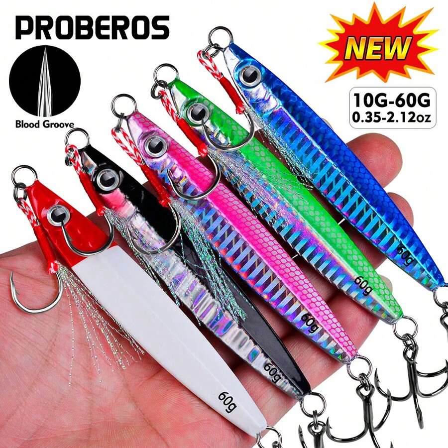 PROBEROS Leurres de jig de pêche PROBEROS pour l'eau salée 10g-60g avec un crochet d'assistance ...