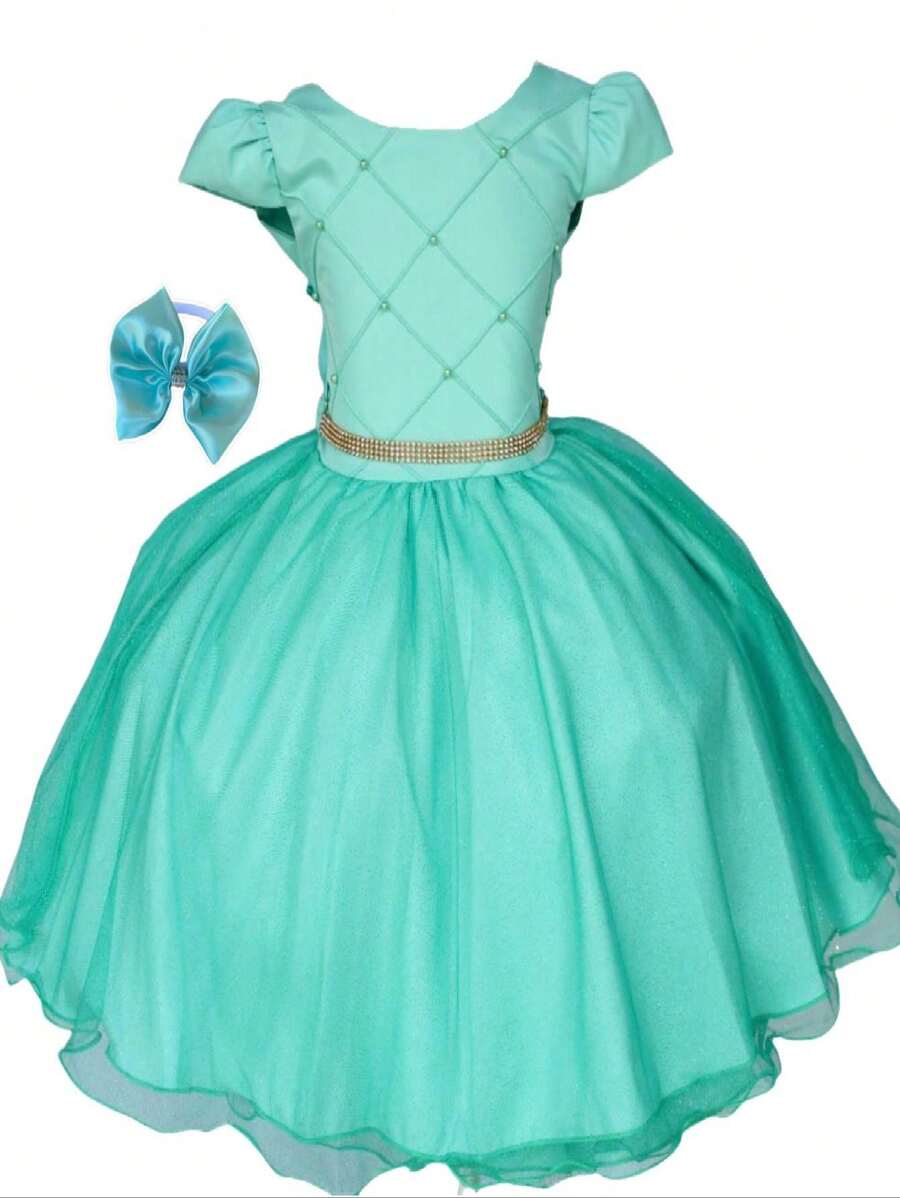 Vestido Verde Menta Luxo Festa Com Tiara | SHEIN Brasil