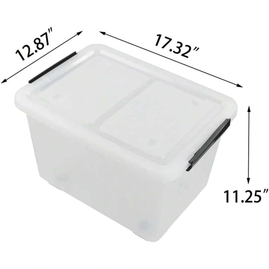 30 L Plastic Storage Box With Lid, 4-Pack Wheeled Clear Plastic Boxes ...