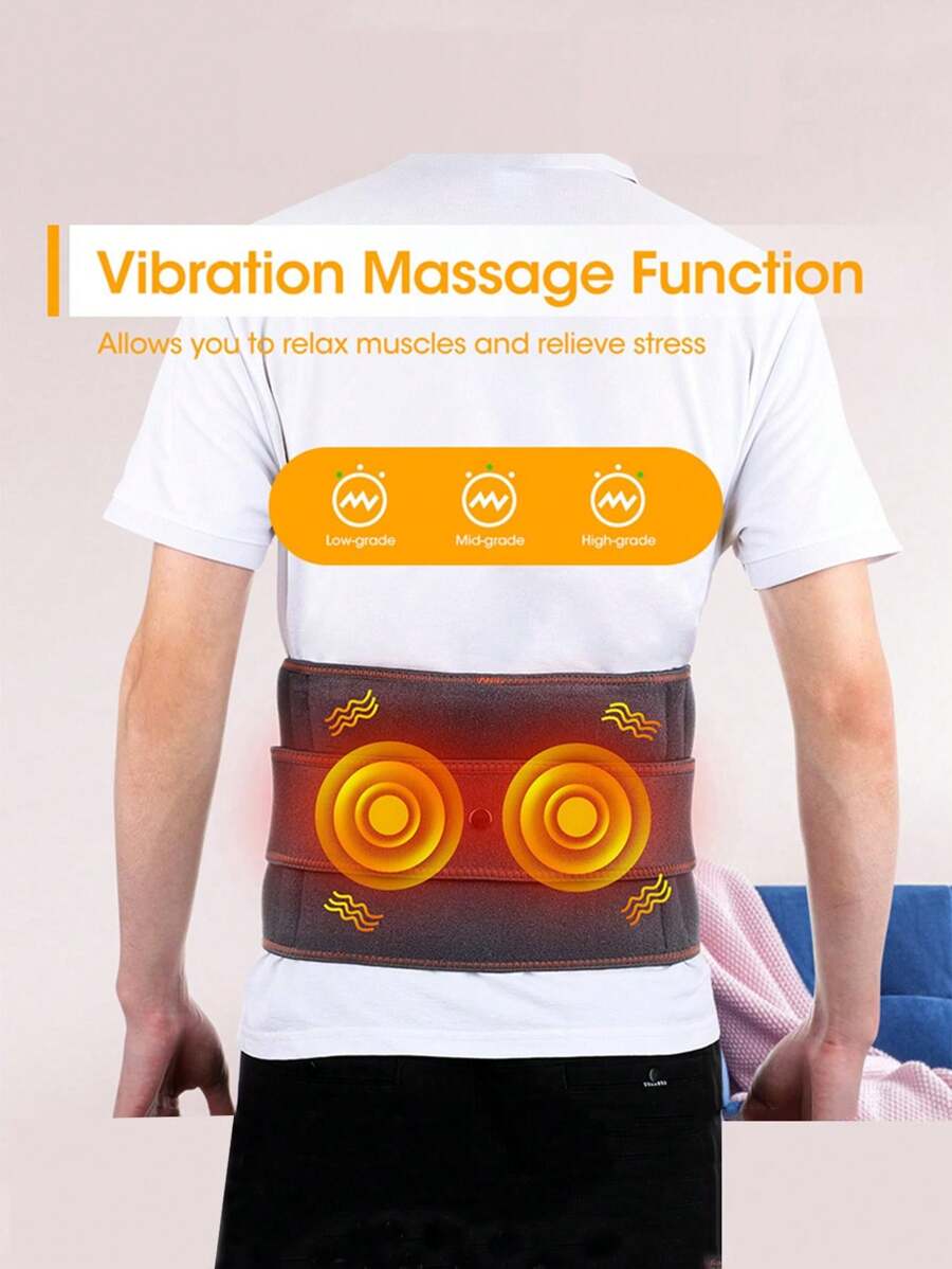 Portable Cordless Heating Massage Waist Pad, Electric Vibration Massage ...