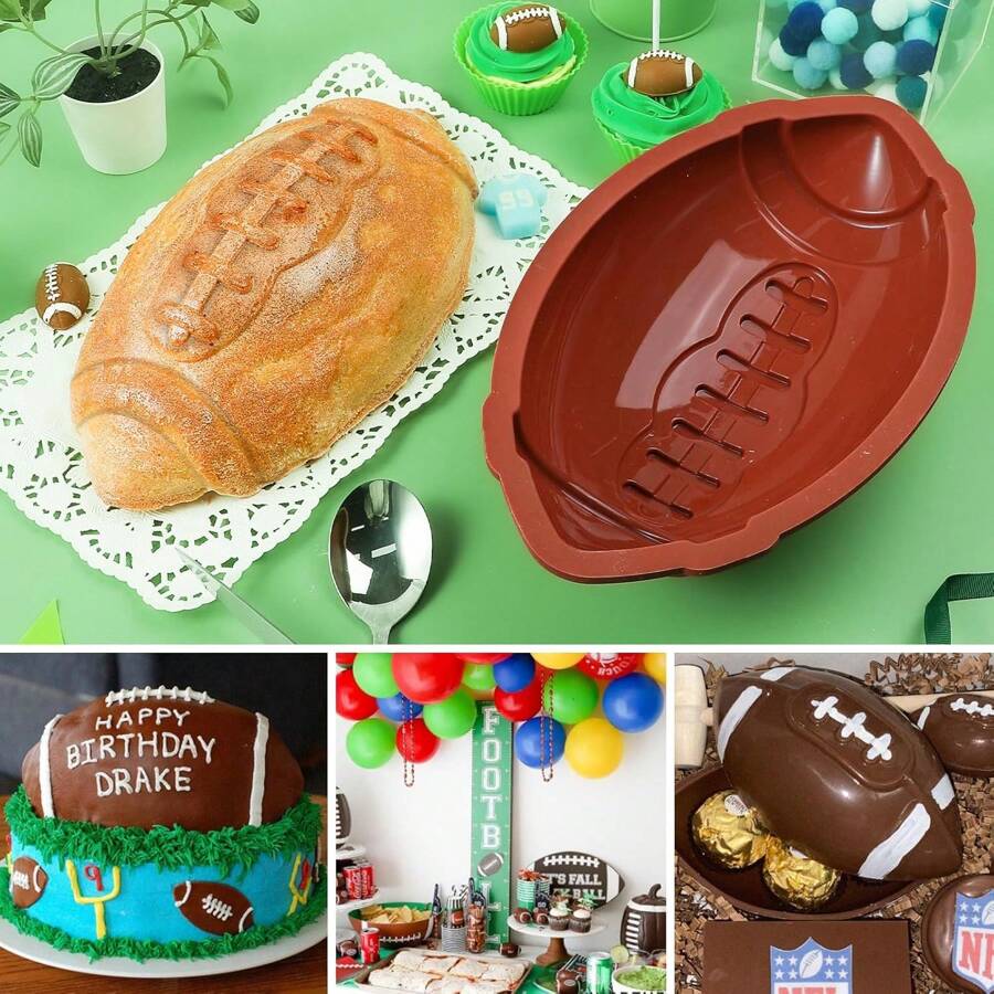 Webake Football Cake Pan 11 Inch Nonstick Football Shaped Silicone Mold ...