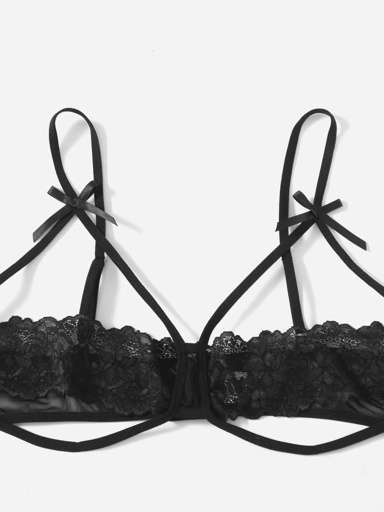 Lencería Sexy Con Liguero Negro Y Lencería Sexy Con Diseño De Lazo
