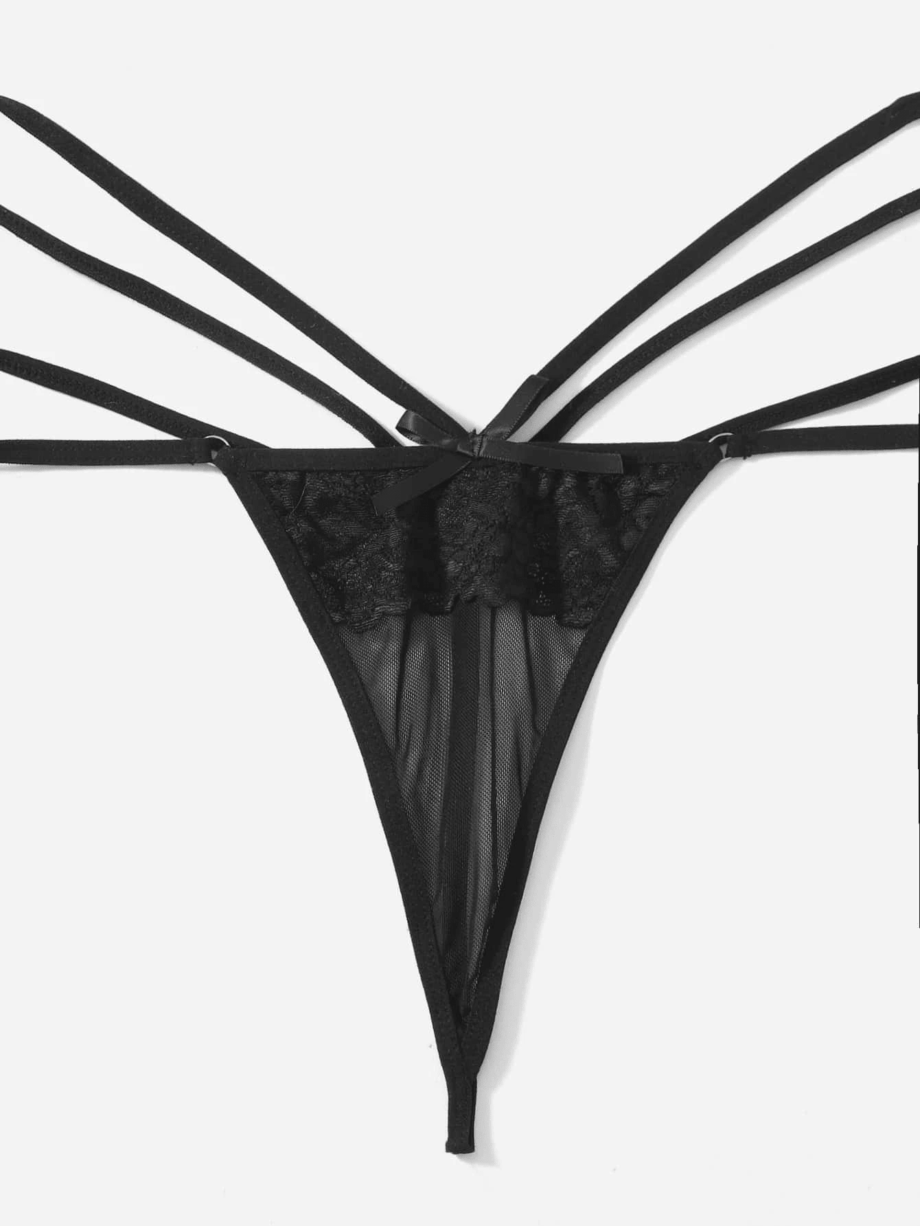 Lencería Sexy Con Liguero Negro Y Lencería Sexy Con Diseño De Lazo