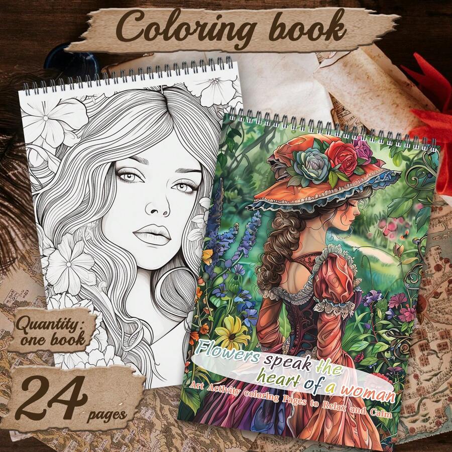 Adult Coloring Book With Floral Feminine Themes (24 Pages Upgraded ...