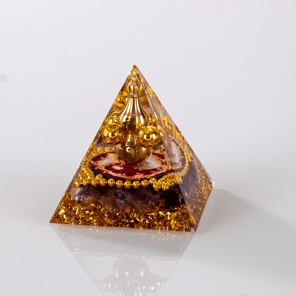 Black Tourmaline PyramidCrystal | Hamsa Hand Evil Eye Orgonite Pyramid ...