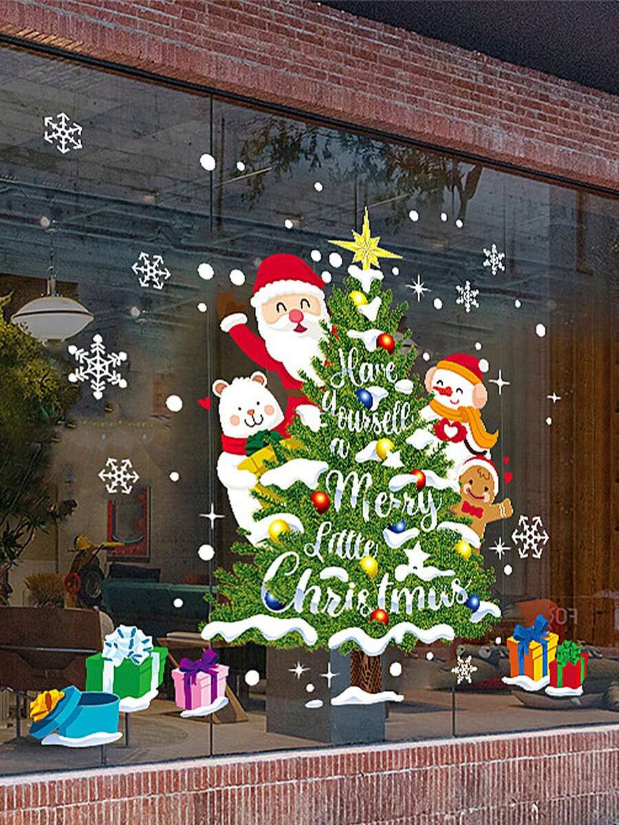 1pc Christmas Santa Claus Window Cling Sticker, Christmas Decoration ...