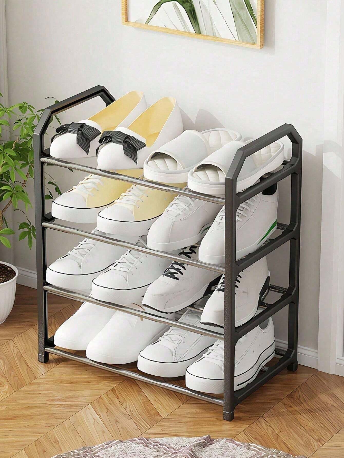 4-Tier Expanded Shoe Rack, Space Saving Shoe Organizer, Corner Shoe ...