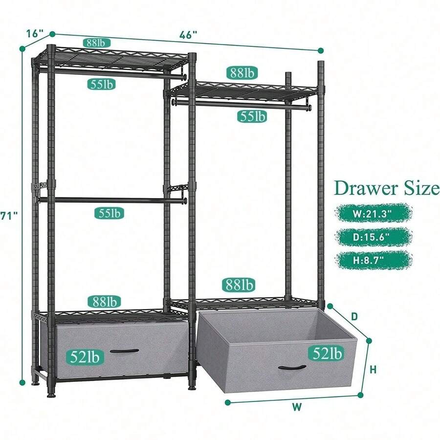 Clothes Rack Heavy Duty Clothing Rack Load 620LBS Clothing Racks For ...