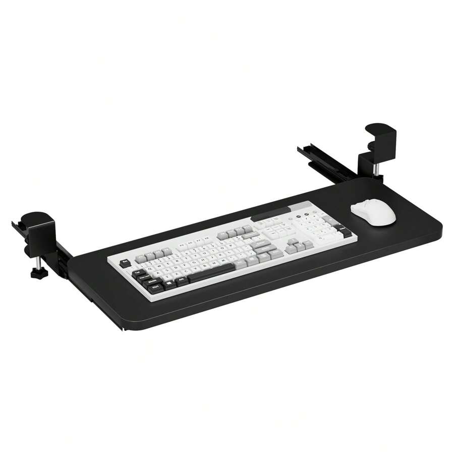 Keyboard Tray Under Desk, Corner Keyboard Tray With Adjustable C Clamp ...
