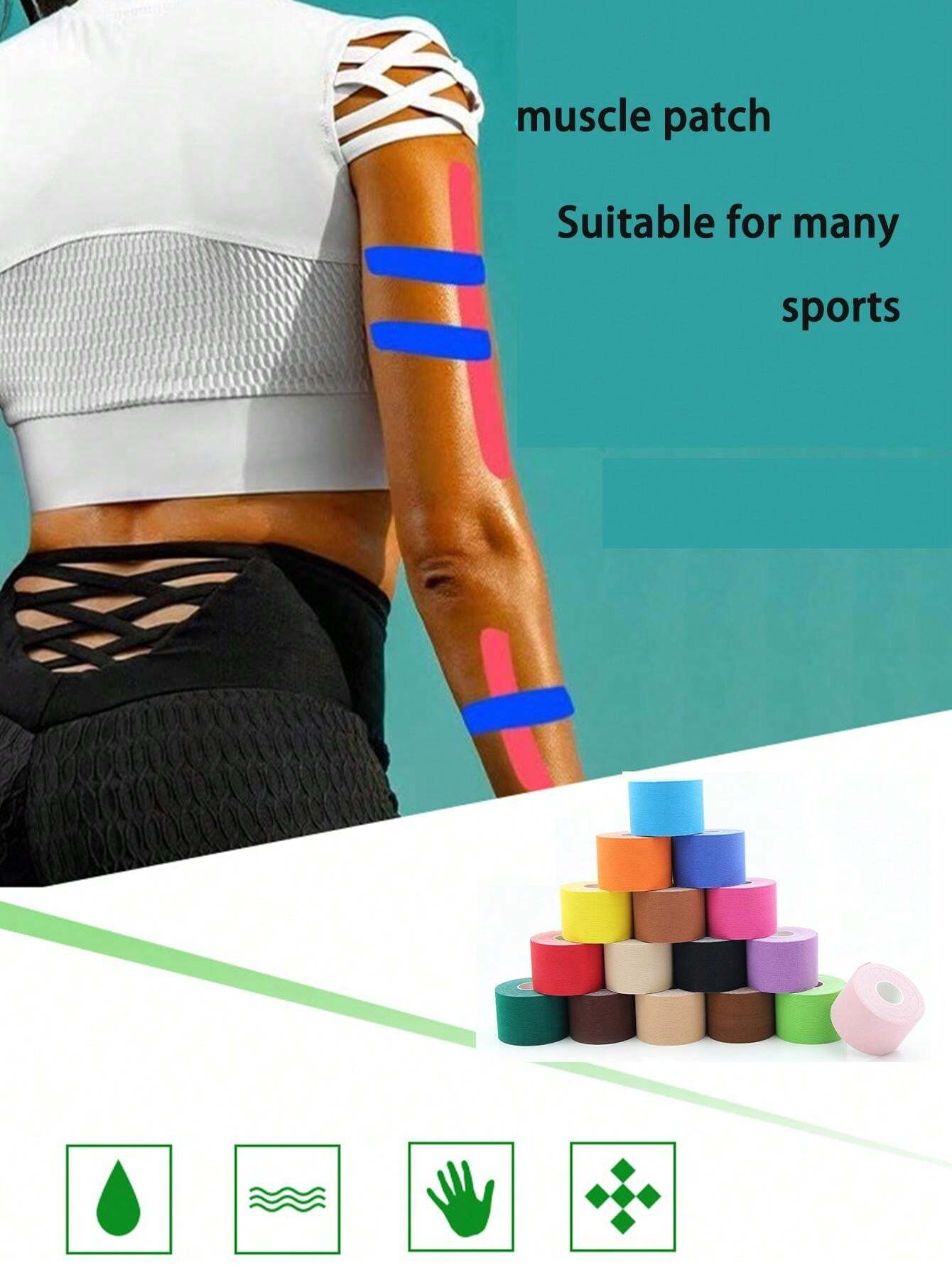 1 ROLL 3.8cmx5m Muscle Paste Kinesio Taping Elastic Tape Chest Paste ...