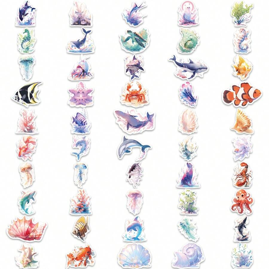100Pcs Sea Animals Stickers Sea Creature Stickers Fish Stickers ...