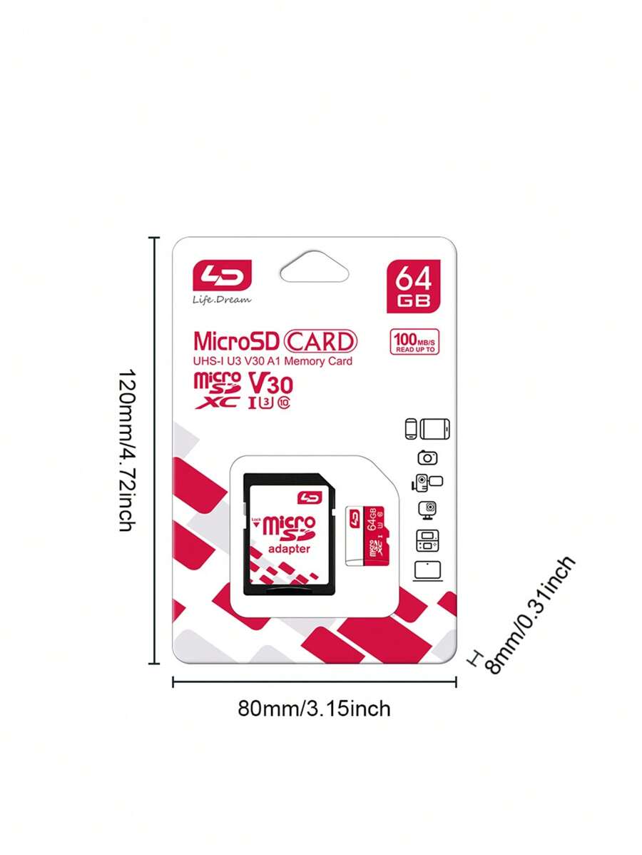 LD LD Brand Red White Micro Sd Card 16GB 32GB 64GB 128GB 256GB Microsd ...
