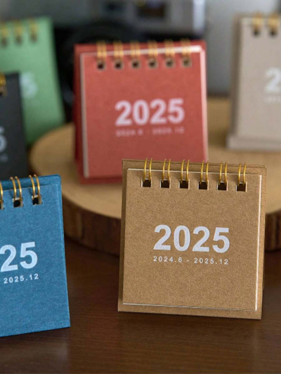 2025 Mini Retro Desktop Calendar | Portable Spiral Binding | Compact ...