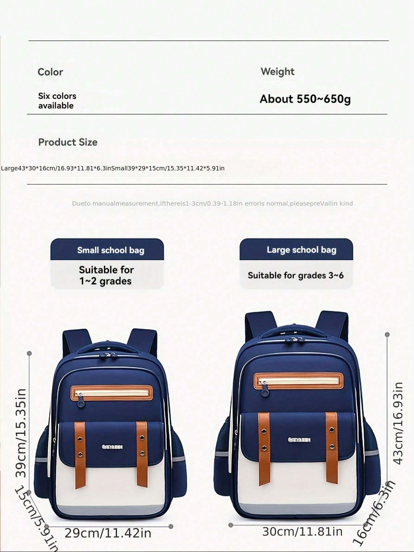New Elementary School Students Schoolbag 1-3-6-9 Grades 6-12-16 Years ...