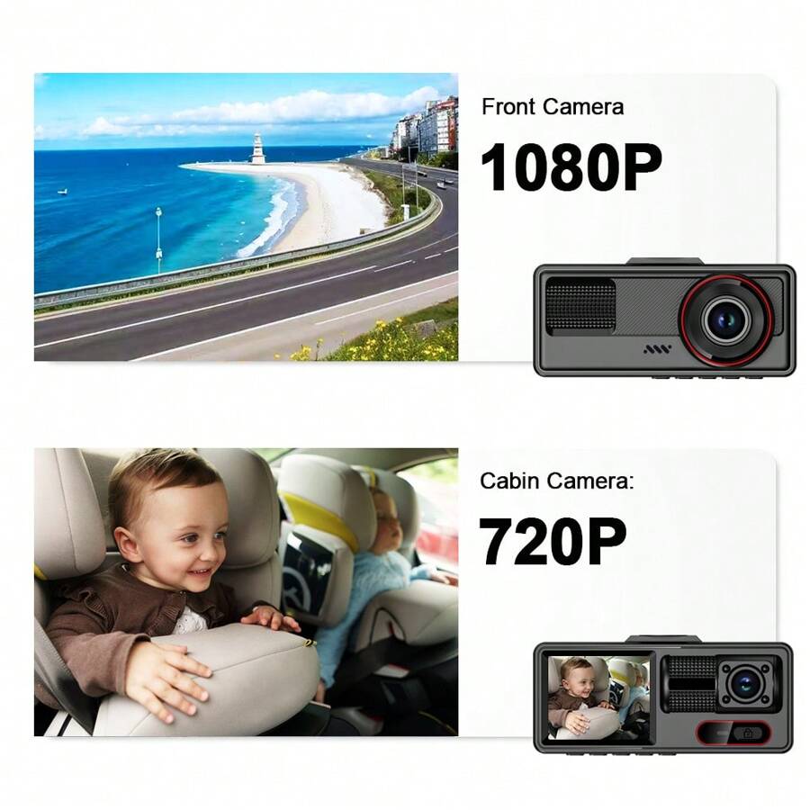 GMAIPOP Dash Cam Dual Lens FHD 1080P Recording Car Camera DVR Front And ...