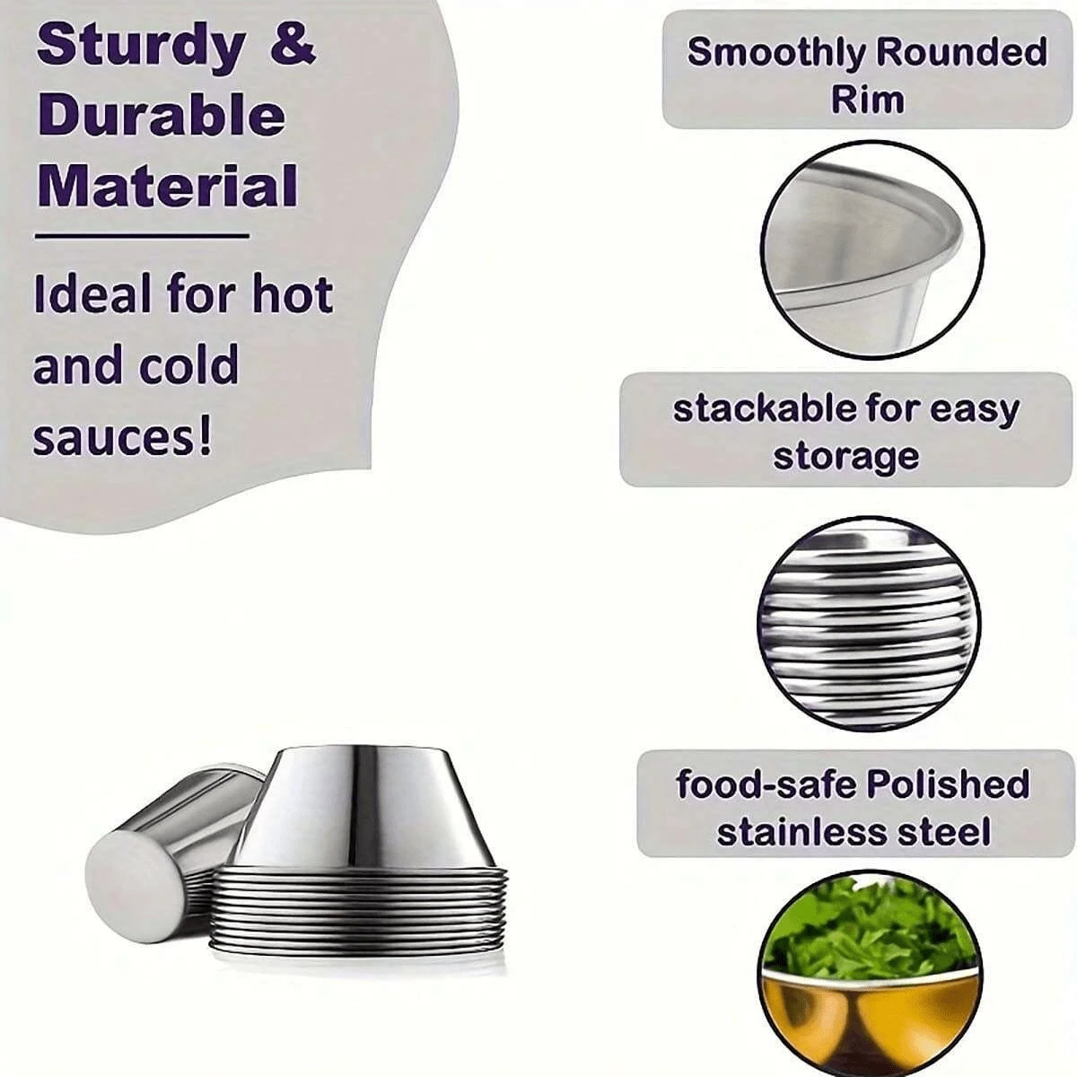 Stainless Steel Salad Cup Sauce Cup Spice Cup Creative Kitchen Items ...