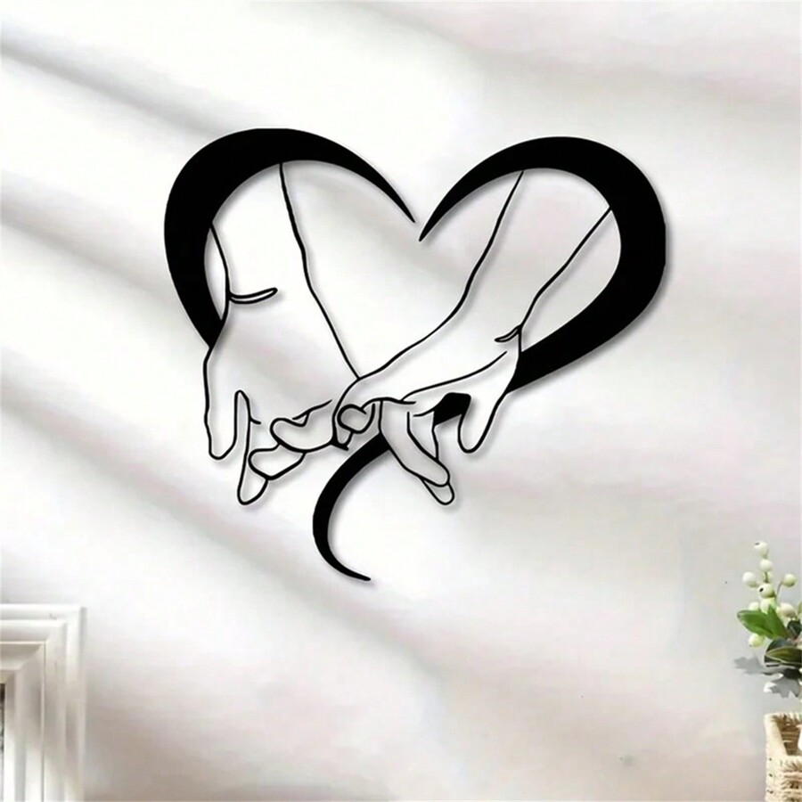 1pc Iron Art Craft Couple Holding Hands Wall Decor, Valentine's Day Metal Wall Hanging ...