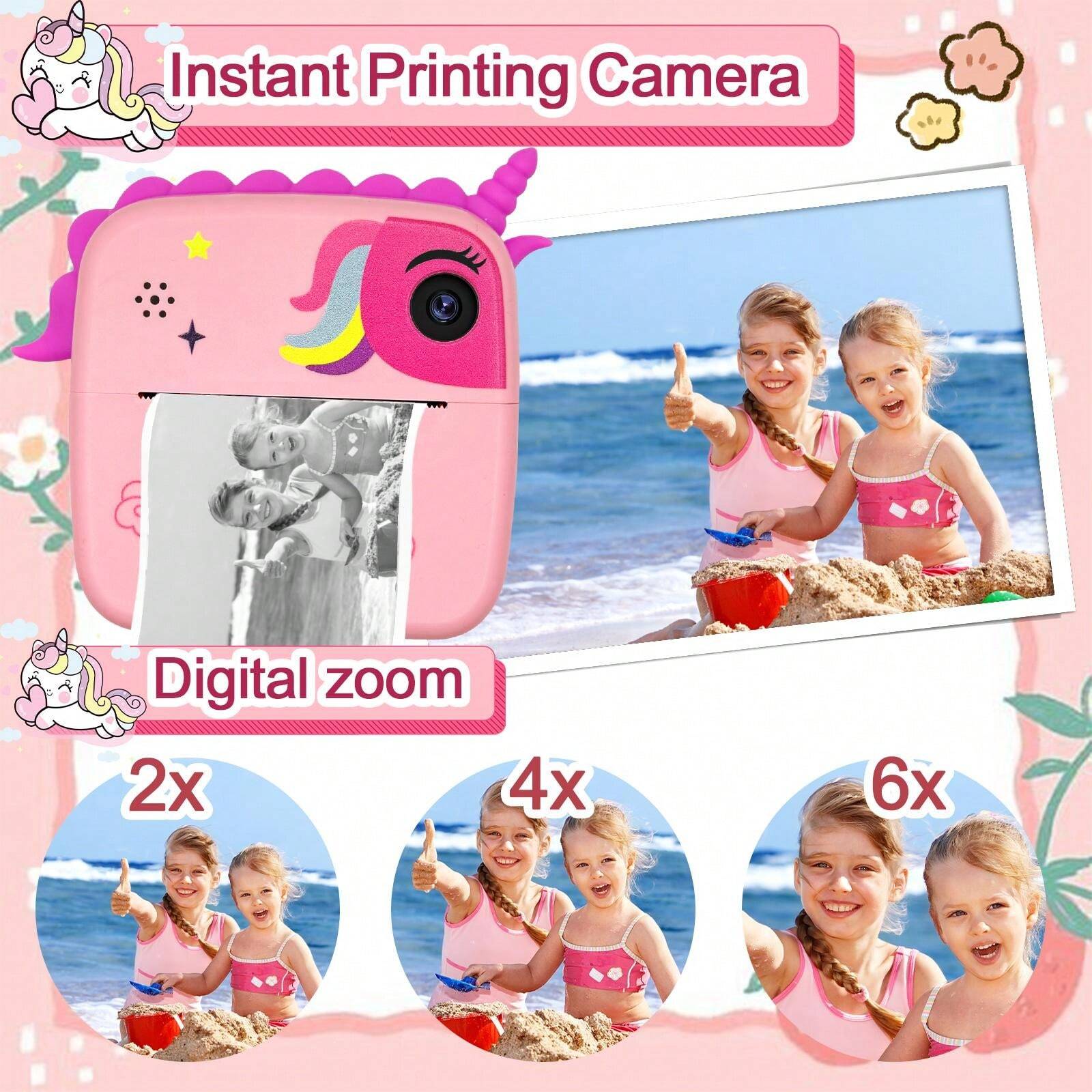 Kids Camera Instant Print, Selfie Digital Camera For Kids With Print ...
