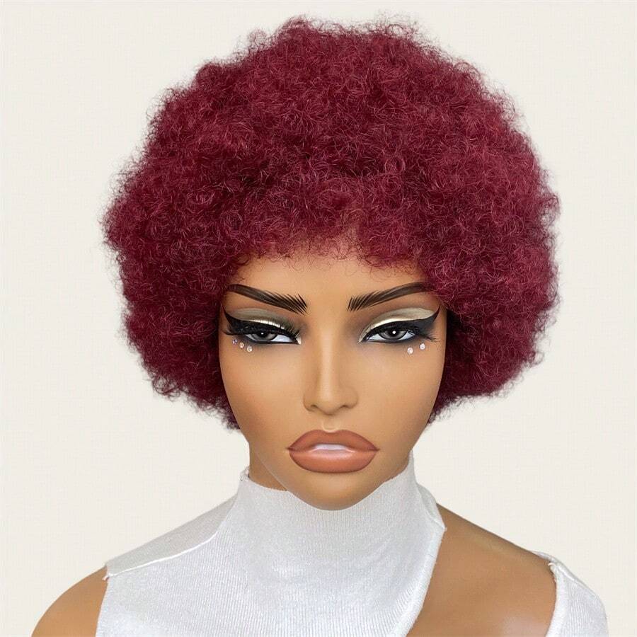 Peluca afro de pelo humano, afro rizado, peluca afro rizada completa ...