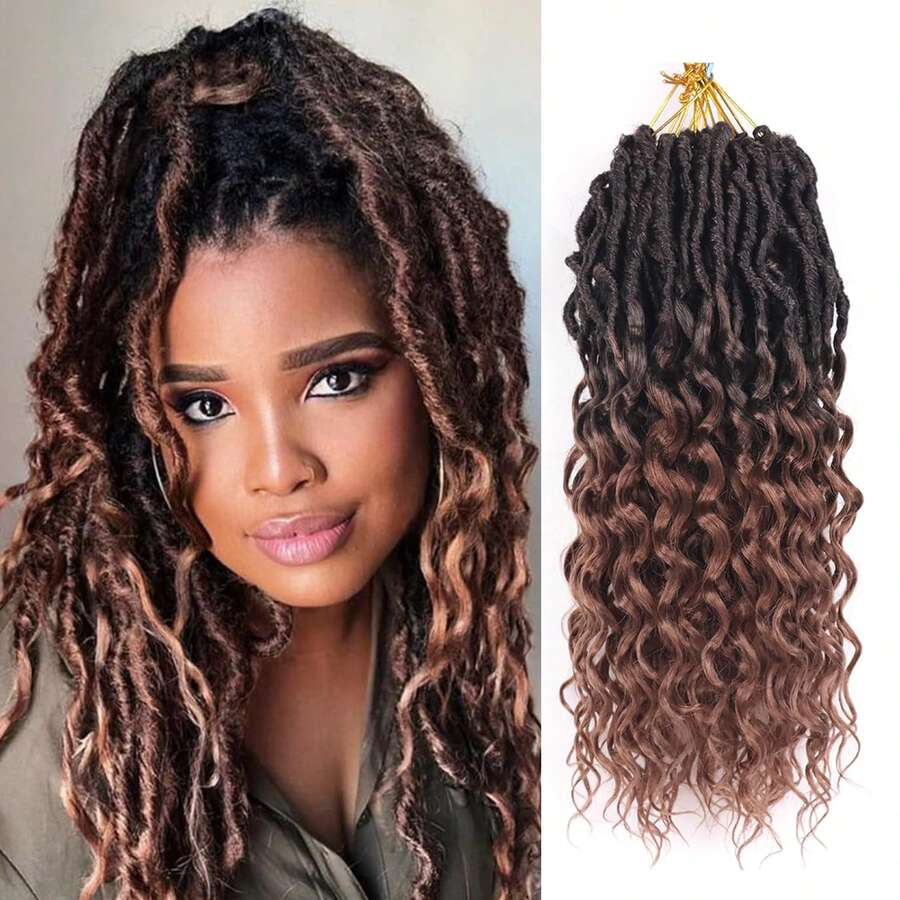 Cabello trenzado a crochet de locs falsos de 14/18/22 pulgadas, cabello ...
